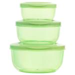 Buy Mastercook Malta Green Round Plastic Container 290 + 580 + 1000 ml ...