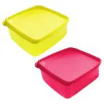 Buy Mastercook Multicolour Square Plastic Container 600 ml (2 pcs ...