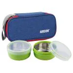 Buy Amson Eco Steel Green Round Stainless Steel Lunch Box 300 ml (Set ...