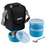Buy Amson Elite Blue Round Eco Steel Lunch Box (Set of 5) with Bag ...