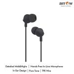 Buy Arrow AR 05 Wired Earphone with Tangle Free Cable and Mic, Black ...
