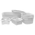 Buy Kolorr Assorted Plastic Basket Combo with Lid (Set of 6) - Design ...