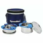 Buy Signoraware 500ml+350ml All Steel Executive Small Lunch Box With ...
