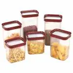 Buy Mastercook Sparta Maroon Lid Plastic Container (6 pcs) Online at ...