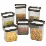 Buy Mastercook Sparta Plastic Container with Black Lid (6 pcs) Online ...