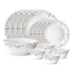Buy Larah By Borosil Garland 17 pcs Silk Series White Opalware Dinner ...