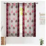 Buy Neela Home Floral Print Polyester Maroon Window Curtain 5 ft Pack ...