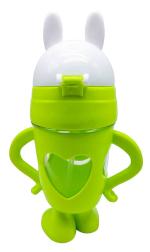 Buy Te Quiti Baby sipper water bottle for kids rabbit face heat design green color bpa free ...