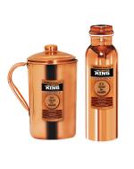Buy Mr. Copper King Orginal Ayurveda Copper Water Bottle, Jug And Glass ...