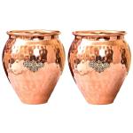 Buy Indian Art Villa Kulhad Shaped Hammered Copper Tumblers 300 ml (Set ...