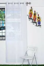 Buy Parda Online White Linen Solid Eyelet Plain Window Curtain 7ft ...