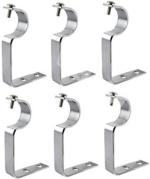Buy Grownix Iron Silver Rod Rail Bracket (Pack Of 6) Online at Best ...