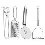 Buy JISUN Stainless Steel Cheese Grater & Pakkad & Pizza Cutter ...