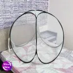 Buy SILVER SHINE Polyester Washable Foldable Baby Mosquito Net White Color and Black Border for ...