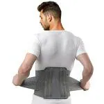Buy KUDIZE Lumbar Sacral Double Elastic Lock Abdominal Belt Grey, Large ...