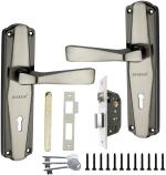 Buy Buckler Iron, Brass Black, Silver 7 Inch Mortise Handle Set With 65Mm Double Turn Lock ...