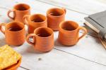 Buy HAUS FABULA Brown Handcrafted Terracotta Brick Design Microwave Safe Tea Cup 120 ml (Set of ...