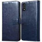 Buy Clickaway Blue Faux Leather Back Case Cover For Samsung Galaxy M02 ...
