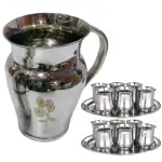 Buy SHINI LIFESTYLE Stainless Steel Jug with matka Glass set, Water Jug ...