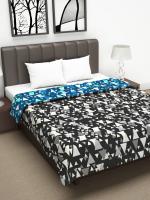 Buy Divine Casa Dark Grey and Blue Microfiber Polyester Double ...