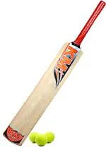 Buy KSS Khelo Meerut Wood Beige 4 No. Bat With 3 Ball Cricket Kit ...