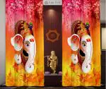 Buy VJK FAB 3D Digital Printed Heavy Fabric Shri Ganesha God Design Curtains for Pooja Room ...