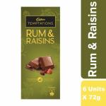 Buy Cadbury Temptation Rum and Raisin Milk Chocolate, 72g (Pack of 6 ...