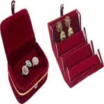 Buy Aadhya 1 Ring & 1 Earring Folder Travelling Pouch (Maroon) Vanity Box (Maroon) Online at ...
