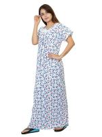 Buy Kripto Katrox Women Green Patta Block Print Cotton Maxi Nighty, XXL ...
