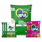Buy STAR 555 Sona Masoori Rice Pouch 5 Kg | Rice Bran Oil 3 Litre | Khandsari Sugar 3 Kg Combo ...