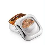 Buy JVL Silver Stainless Steel Costa Square Shape Container Box With See Thorugh Lid 2000ml ...