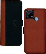 Buy Hupshy Realme C25 Black and Brown Leather Back Cover (Pack of 1 ...