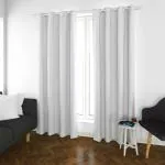 Buy Parda Online White Solid Blackout Fabric Eyelet Window Curtain, 7ft ...