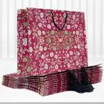 Buy Pb PapyrusBolsys Floral Design Paper Bags, Medium, Set of 12, Pink ...