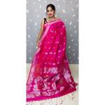 Buy Biswas Handloom Woven Dark Pink Clothing Jarry Weave Handloom Jamdani Saree Online at Best ...