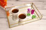 Buy LamJum Gold Brass, Glass Rectangle Tray With Rim And Mirror Base ...