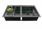 Buy FOSSA 37" x18" x10" Double Bowl With Tap Hole Premium Handmade Kitchen Sink Black FS-8THB ...
