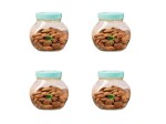 Buy SAND DUNE Set of 4, 200 ml Each Storage Glass Jar Green Plastic Cap ...