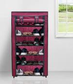 Buy POWEREST Portable Folding Shoe Rack 6 Layer Almirah with Cover ...