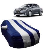 Buy Carigiri White And Navy Blue Car Body Cover For Toyota Etios(Triple ...
