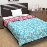 Buy Divine Casa Pink & Sky Blue Floral Microfiber Polyester Single ...