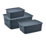 Buy Nabhya Navy blue Plastic Multipurpose Storage Baskets with Lid ...