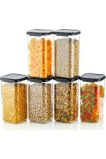 Buy Skyheart Black Plastic Square Shape Containers Set for Kitchen ...