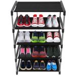 Buy POWEREST Portable Folding Shoe Rack 4 Layer Almirah with Cover, Wardrobe, Brown Online at ...