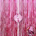 Buy Crackles Pink Tinsel Metallic Fringe Curtains (Pack of 2) Online at ...