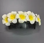 Buy Bengcraft Fabric White, Yellow Flower Design Jooda Hairpin Comb ...