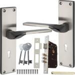 Buy Buckler Zinc Alloy Silver, Black 8 Inch, 70Mm Mortise Handle Set Double Turn Bullet Lock ...