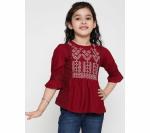 Buy Niya Girls Maroon Embroidered Rayon Top (13-14 Years) Online at ...