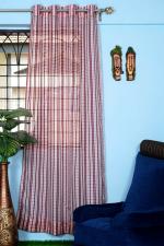 Parda Online Maroon, White Tissue, Linen and Net Checkered Eyelet ...