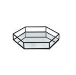 Buy LamJum Black Brass, Glass Hexagon Tray With Rim And Mirror Base ...